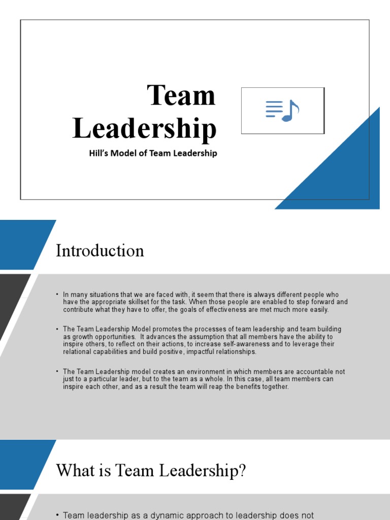 Topic 10 Team Leadership Model | PDF | Leadership | Goal