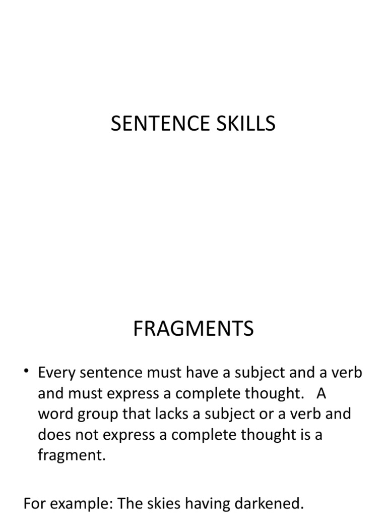 Sentence Skills | PDF | Language Mechanics