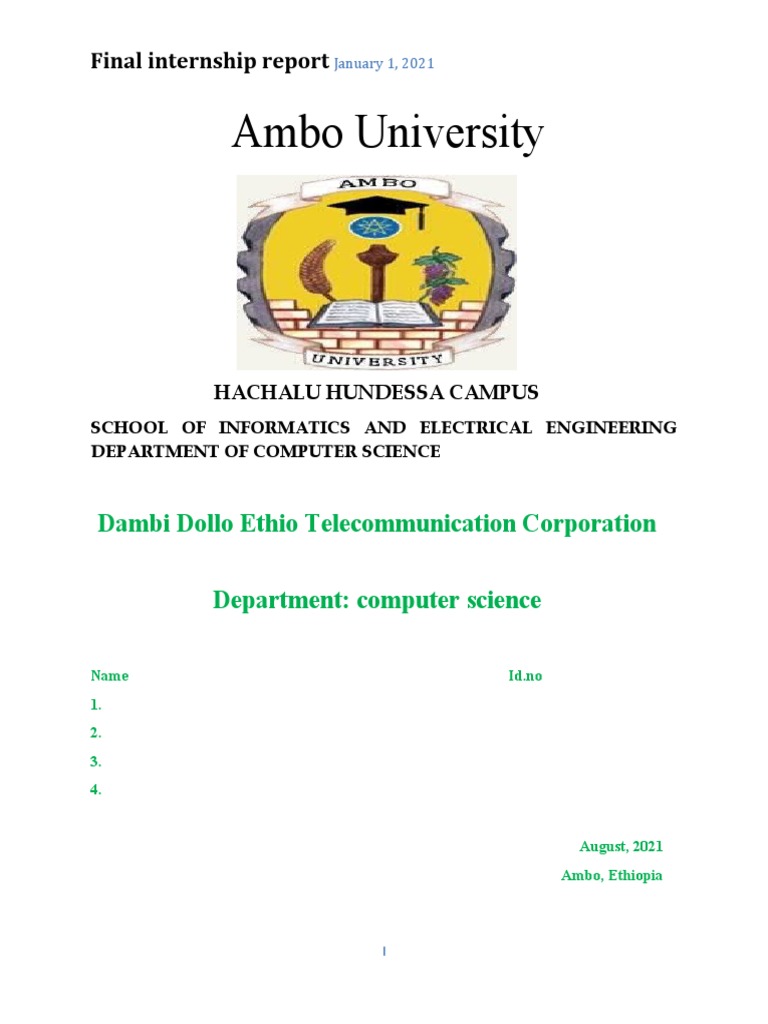 Ambo University: Final Internship Report | PDF | Computer Network | Network Switch