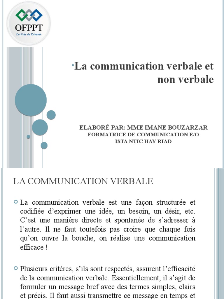Communication Verbale | PDF | la communication | Communication non verbale