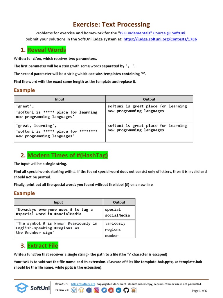 JS-Fundamentals-Text-Processing-Exercise | PDF | String (Computer ...