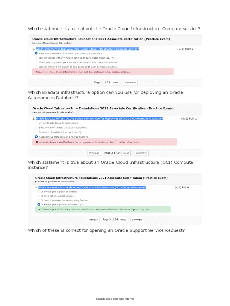 Respostas Prova para Exame OCI | PDF | Cloud Computing | Databases
