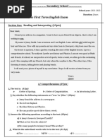 First Term First English Test: Level: 1ms | PDF