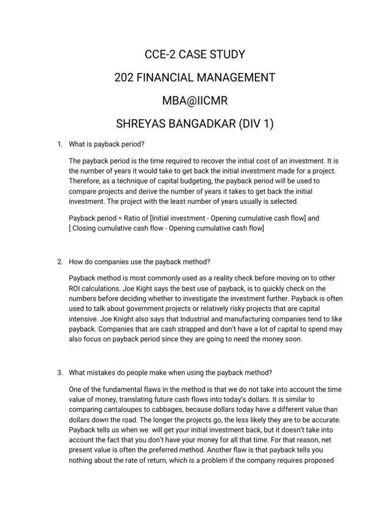 Understanding Payback Period in Finance | PDF