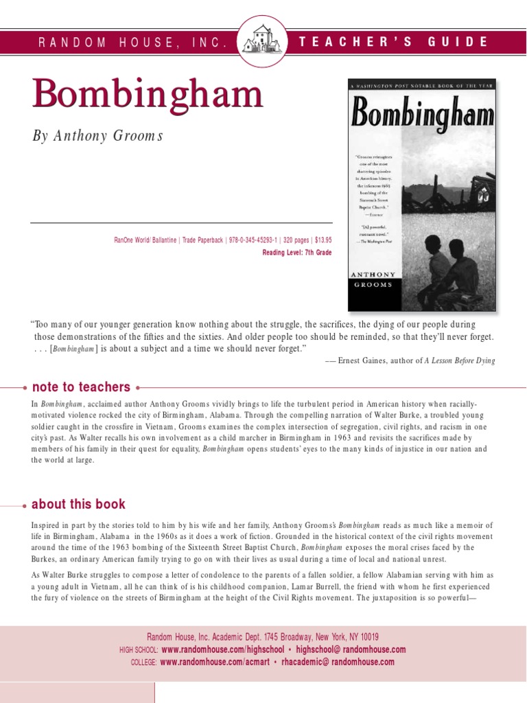 Teacher's Guide: BOMBINGHAM by Anthony Grooms | PDF | Martin Luther ...