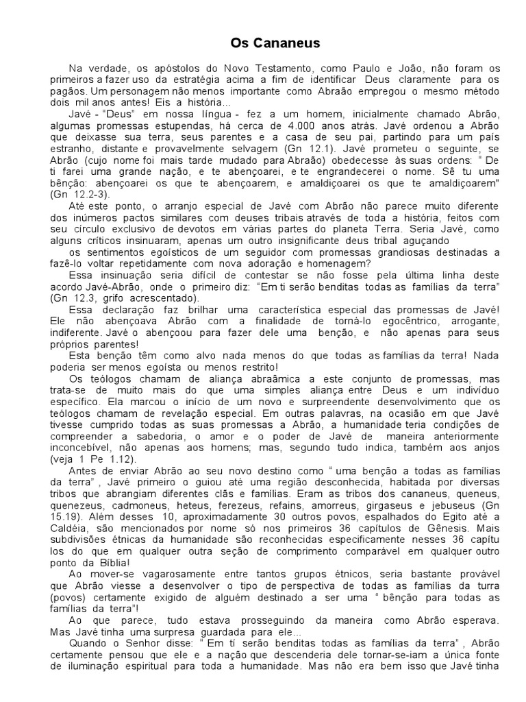 Povos Do Deus Remoto - Os Cananeus | PDF | Abraão | Revelação