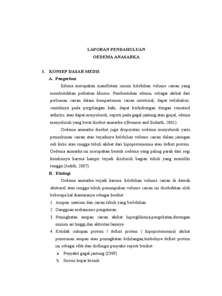 Oedema Anasarka: Manifestasi Klinis, Patofisiologi, dan Penatalaksanaan ...