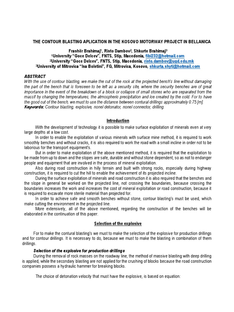 Paper - Contour Blasting - F. Brahimaj R. Dambov - Varna1 | PDF ...