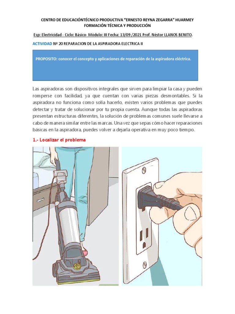 Actividad 20 | PDF | Aspiradora | Enchufes y tomas de corriente alterna