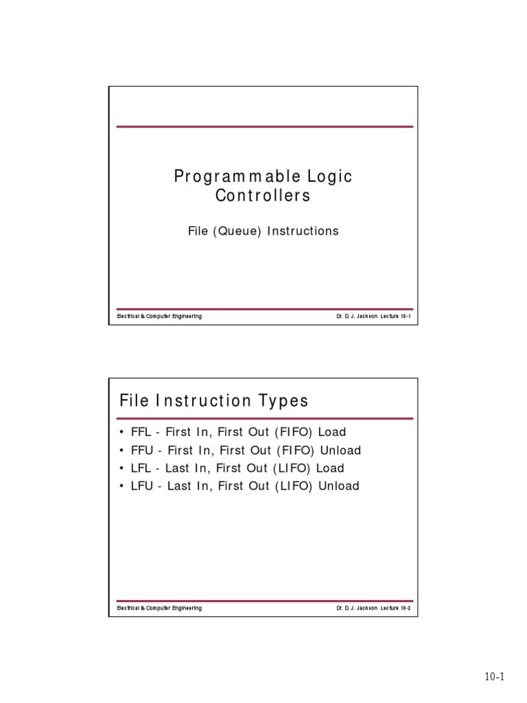 Programmable Logic Controllers: File (Queue) Instructions | PDF ...