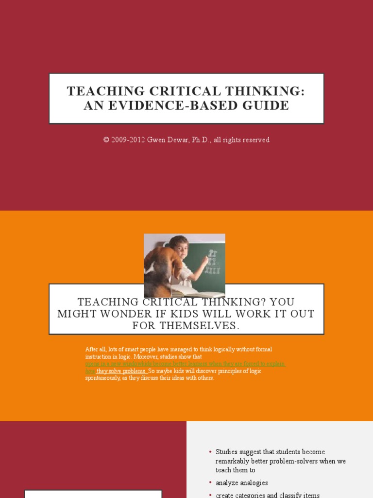 Teaching Critical Thinking - An Evidence-Based Guide | PDF | Critical ...