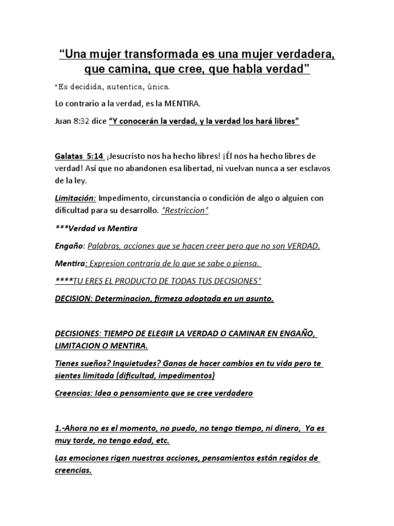 Una Mujer Transformada Es Una Mujer Verdadera ESTHER | PDF | Adán y Eva ...
