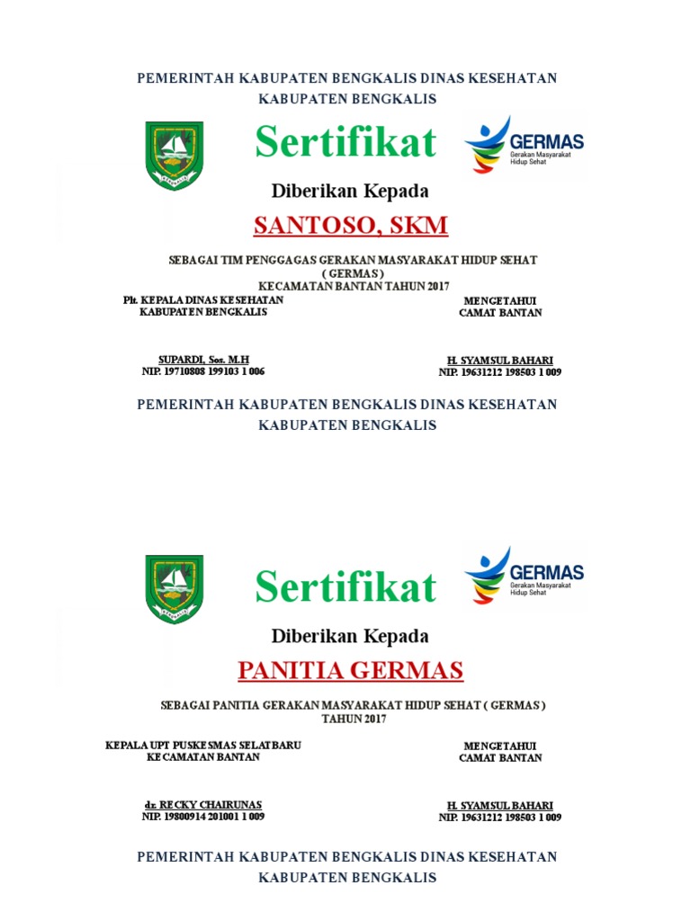 Sertifikat Germas | PDF