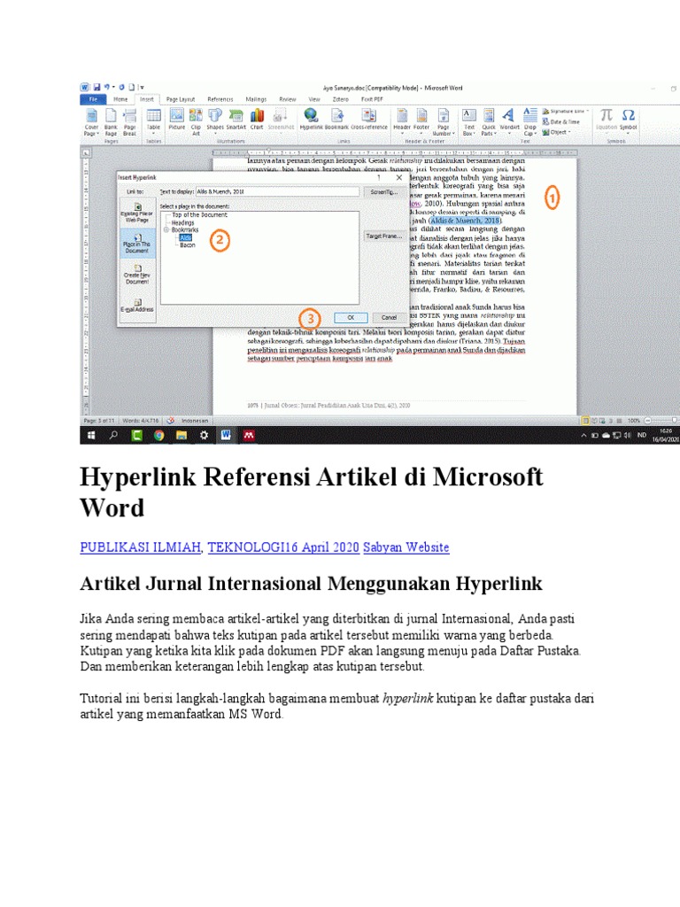 Hyperlink Referensi Artikel Di Microsoft Word Pdf
