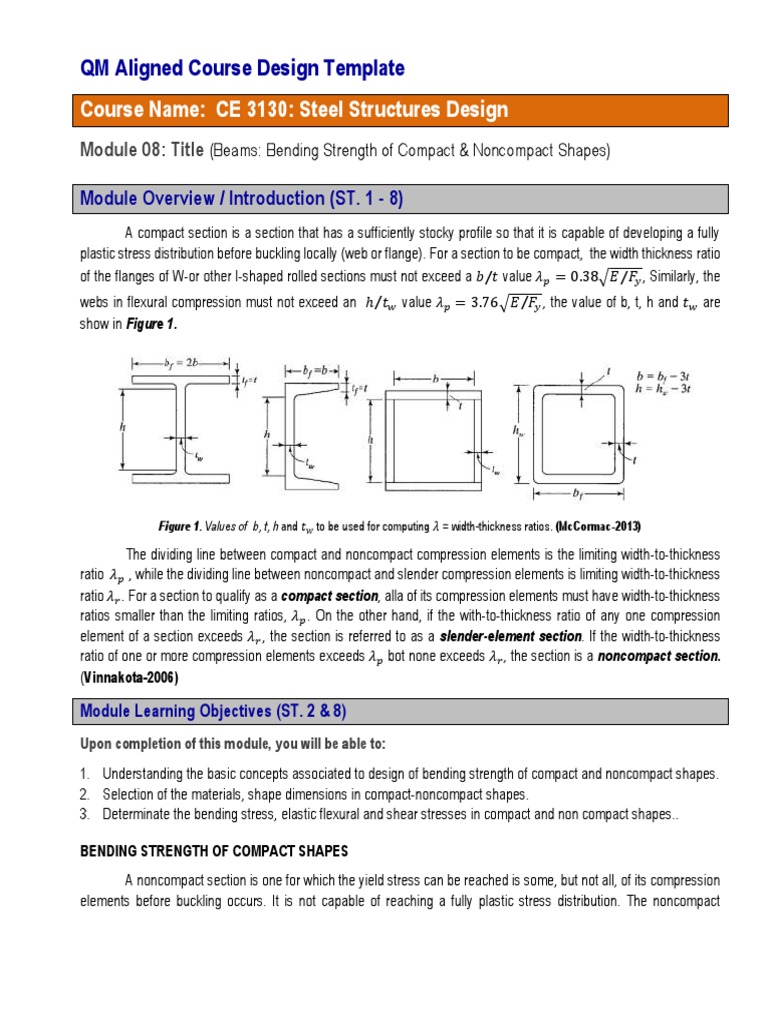 Cap 8 Bending Strength of Compact and Noncompact Shapes | PDF ...