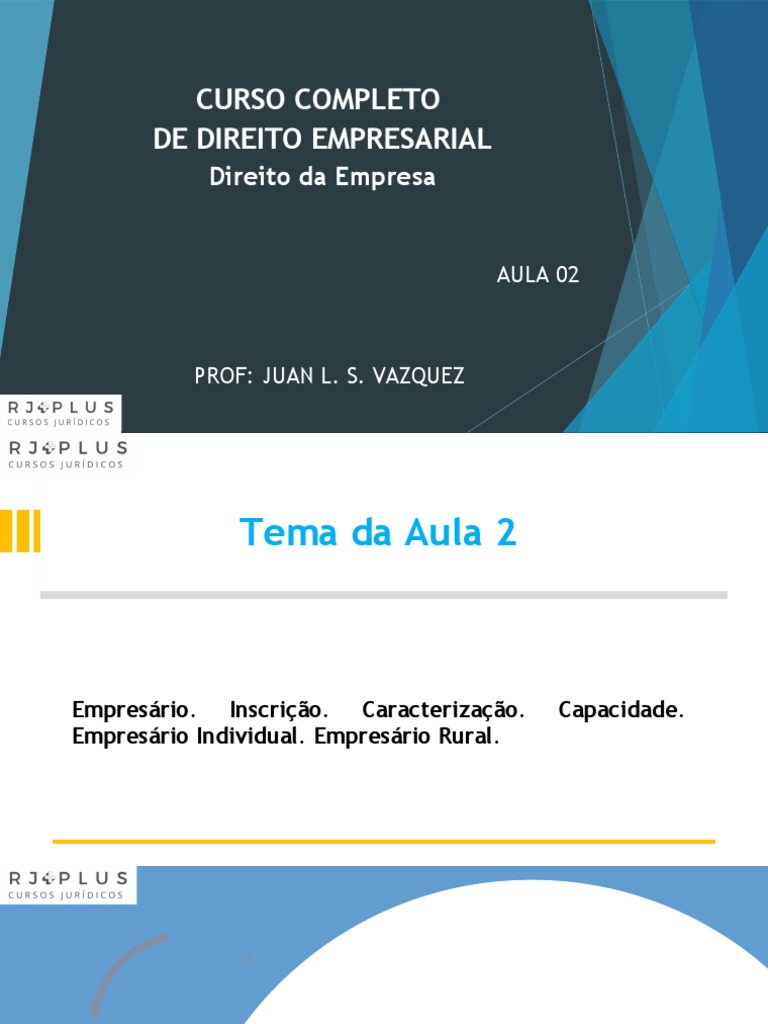 RJPLUS - Módulo 1 - Aula 2 - Empresário | PDF | Economias | Direito Privado