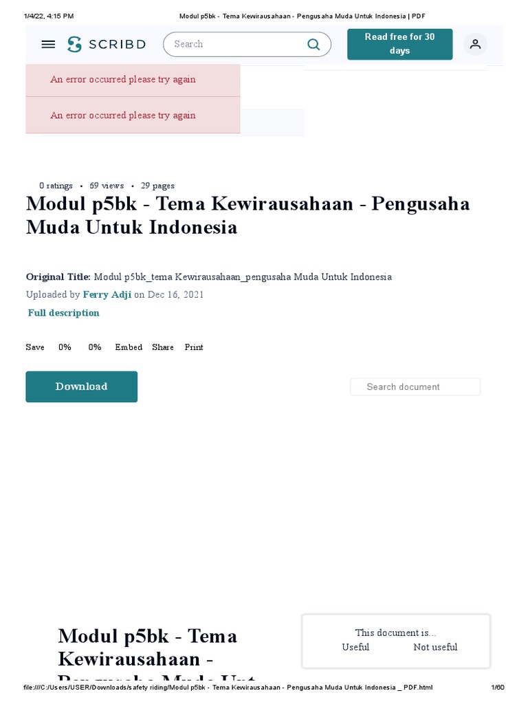 Modul p5bk - Tema Kewirausahaan - Pengusaha Muda Untuk Indonesia - PDF ...