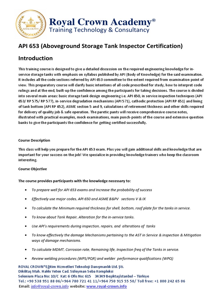 API 653.docx Brochure | PDF | Construction | Welding