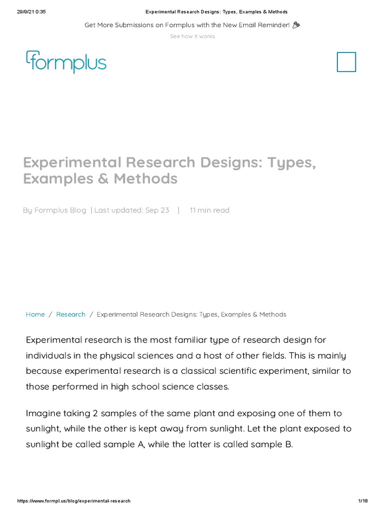 Experimental Research Designs - Types, Examples & Methods | PDF ...