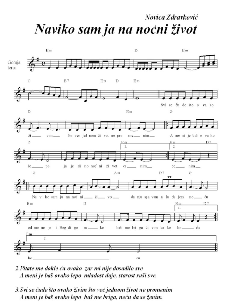 Naviko Sam Ja Na Nocni Zivot - Novica Zdravkovic | PDF