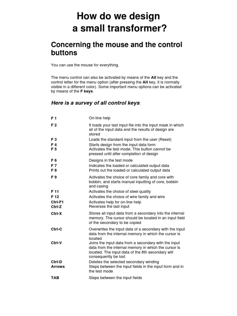 How Do We Design A Small Transformer?: Concerning The Mouse and The Control Buttons | PDF | Menu ...