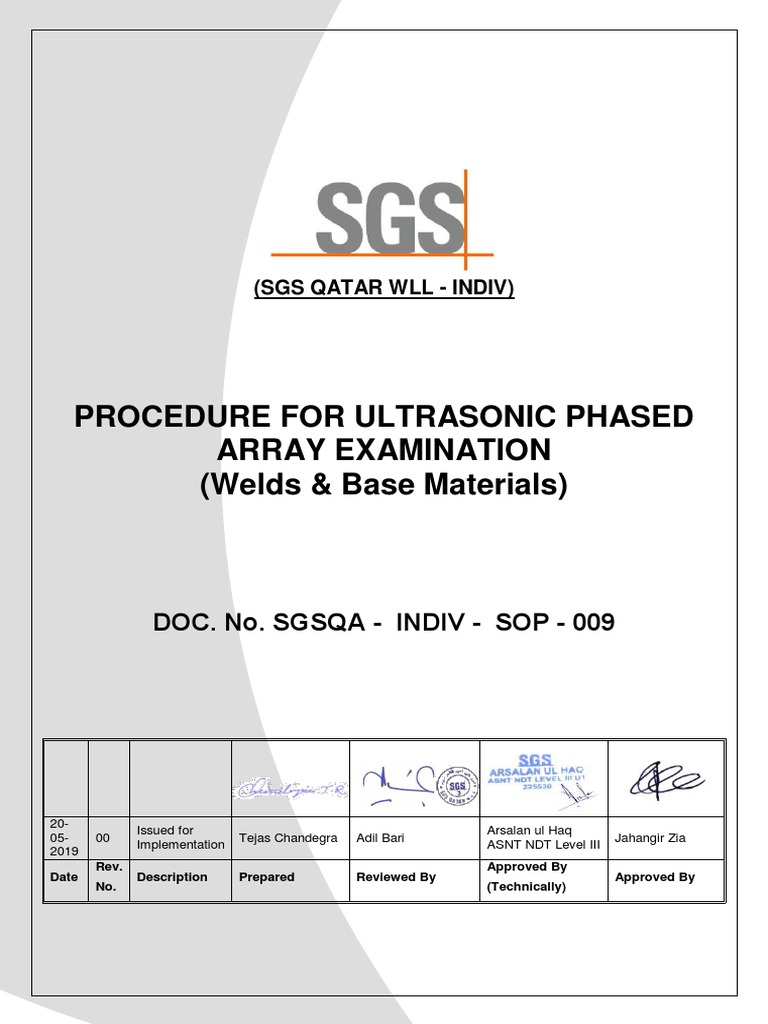 SGS Qatar PAUT Rpocedure | PDF | Nondestructive Testing | Pipe (Fluid ...
