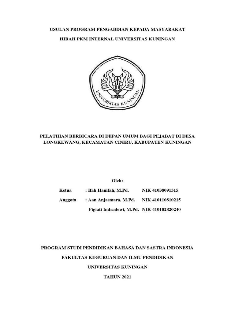 Proposal Pengabdian Berbicara - Pbsi | PDF