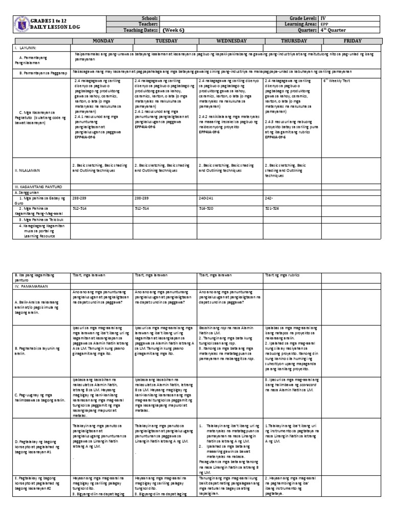 Grade 4 DLL Epp 4 q4 Week 6 | PDF