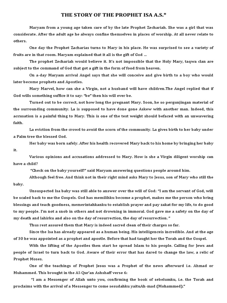 The Story of Prophet Isa A.S.: His Life, Miracles, and Role as a ...