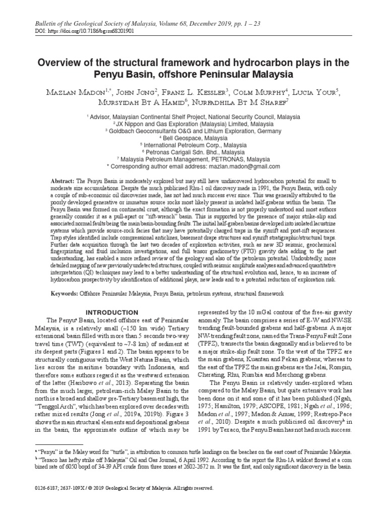 Overview of The Strucrural Framework and Hydrocarbon Plays in The Penyu ...