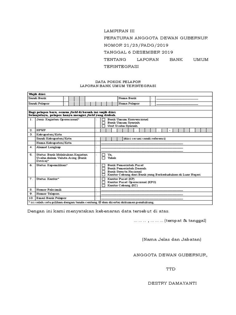 Lampiran III PADG 21 - 23 - PADG - 2019 TTG LBUT | PDF