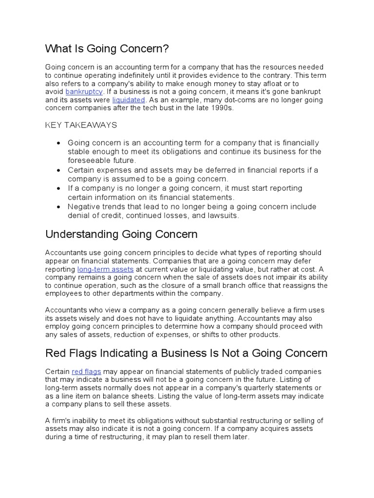 What Is Going Concern?: Key Takeaways | PDF | Going Concern | Business