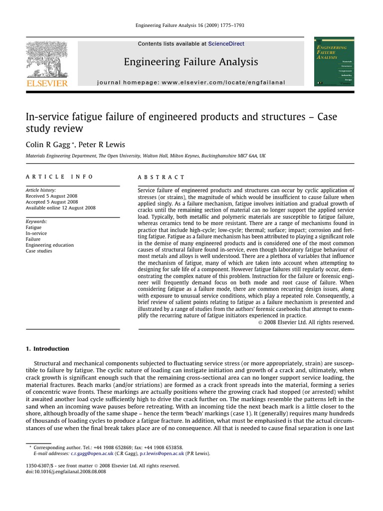 Engineering Failure Analysis: Colin R Gagg, Peter R Lewis | PDF ...