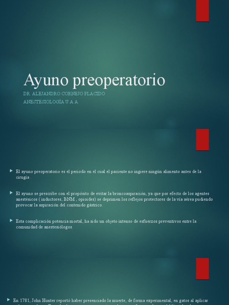 Guía de Ayuno Preoperatorio y Broncoaspiración | PDF | Estómago | Leche