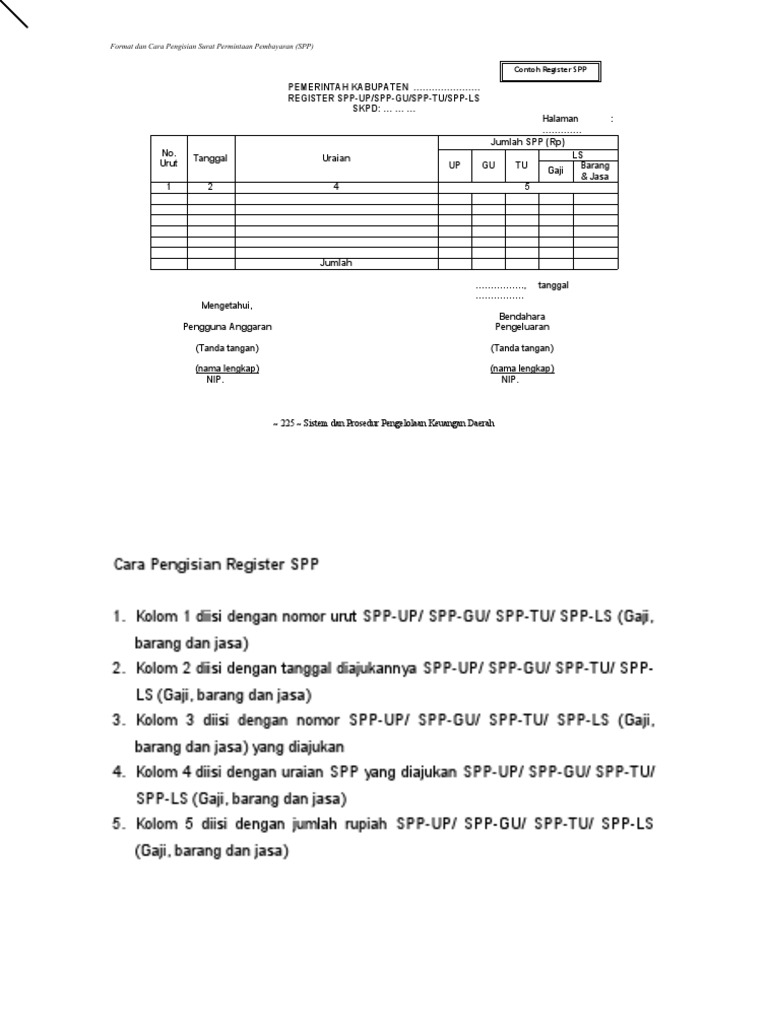 Format Dan Cara Pengisian Surat Permintaan Pembayaran SPP | PDF