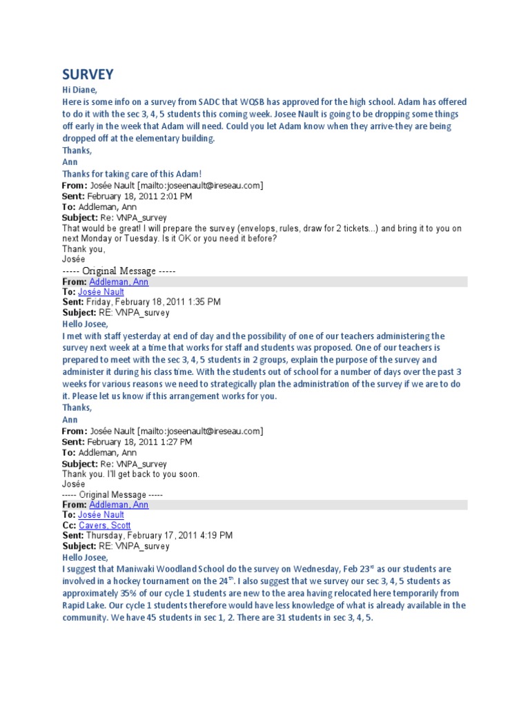 SURVEY INFO FOR ADAM | PDF