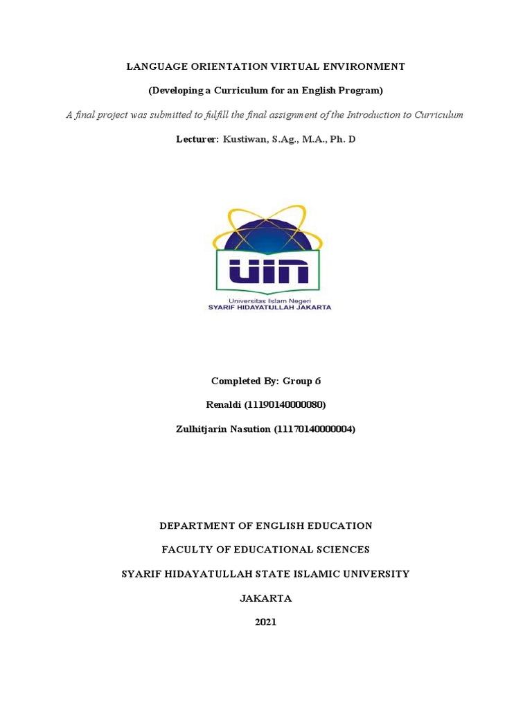 Language Orientation Virtual Environment Curriculum | PDF | Curriculum ...