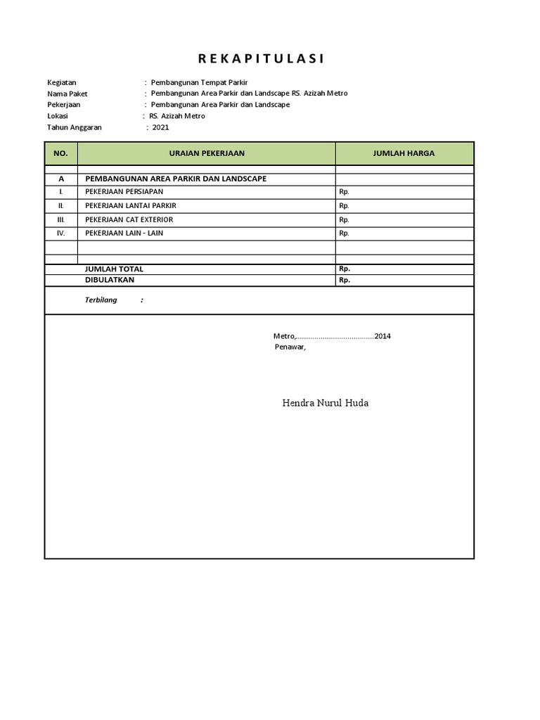 Rab Area Parkir Dan Landscape | PDF