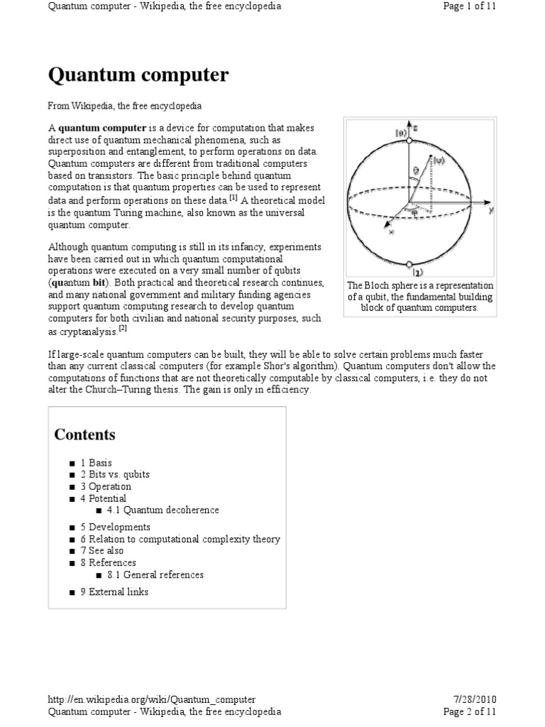 Quantum Computer | Download Free PDF | Quantum Computing | Computational Complexity Theory