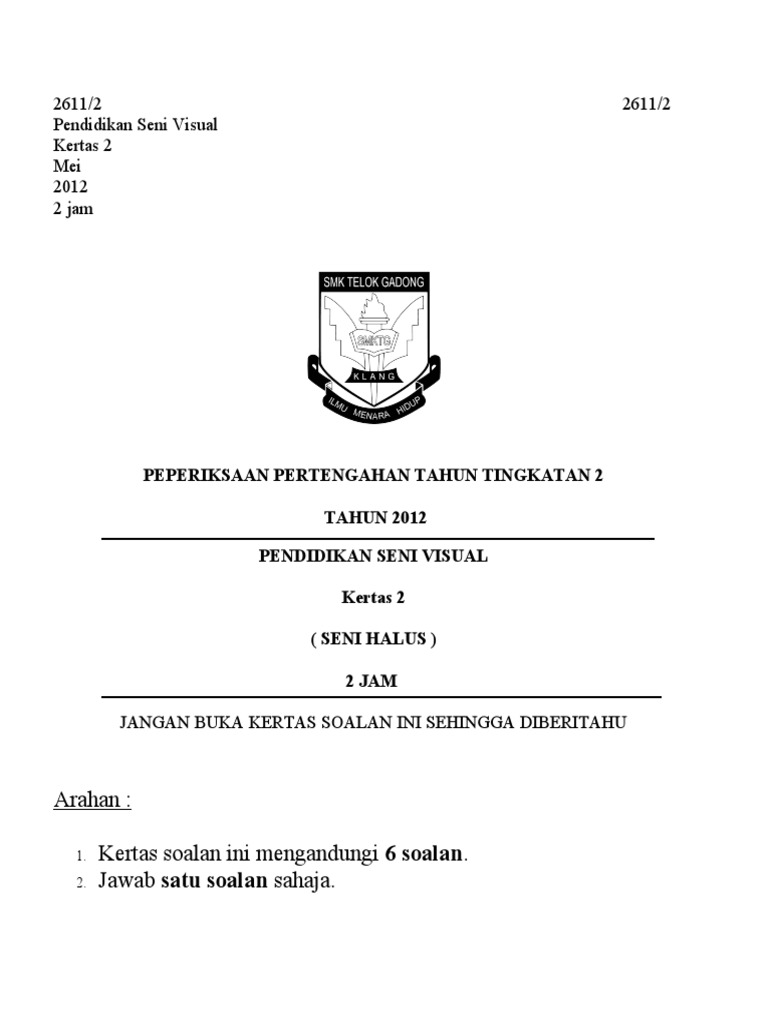 Soalan Peperiksaan PSV Form 2 | PDF
