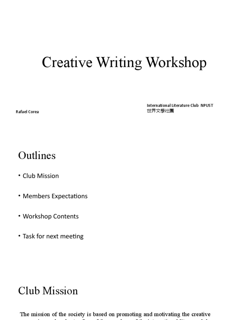 Rafael Corea's Creative Writing Workshop | PDF | Poetry | Creative Writing