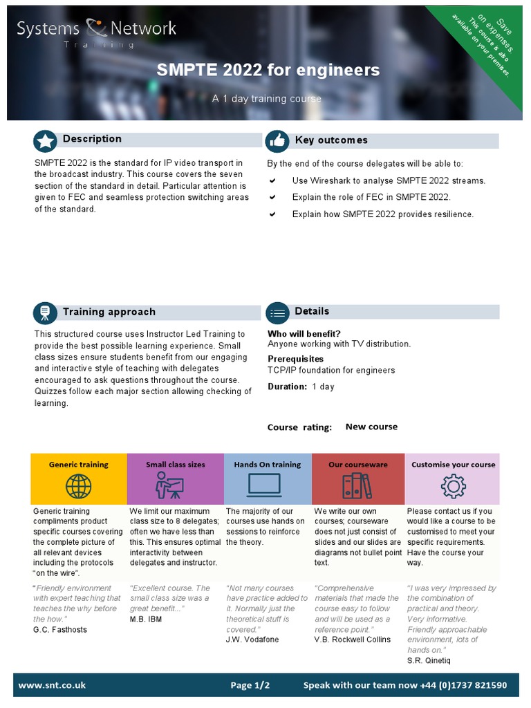 SMPTE 2022 For Engineers | PDF | Internet Protocols | Communication