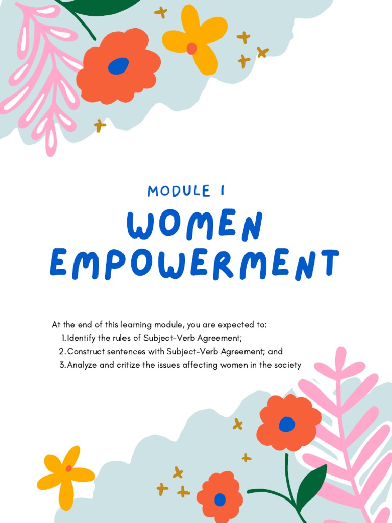 Women Empowerment: Subject-Verb Agreement | PDF | Grammatical Number ...