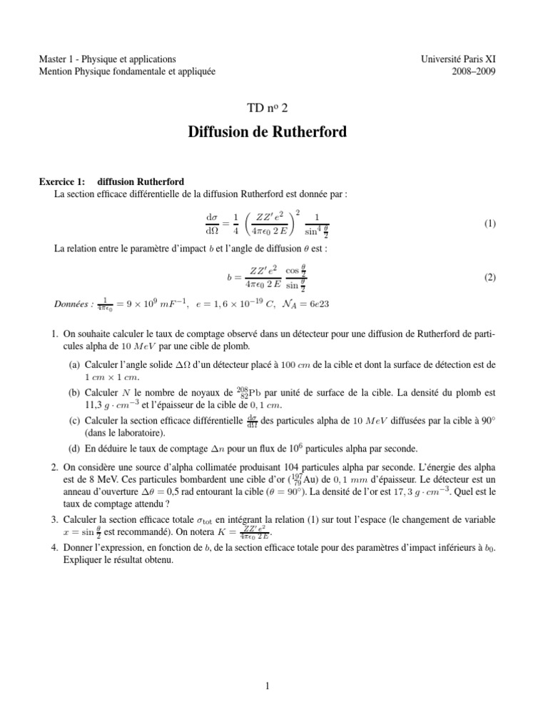 TD02 | PDF | Section efficace | Physique théorique