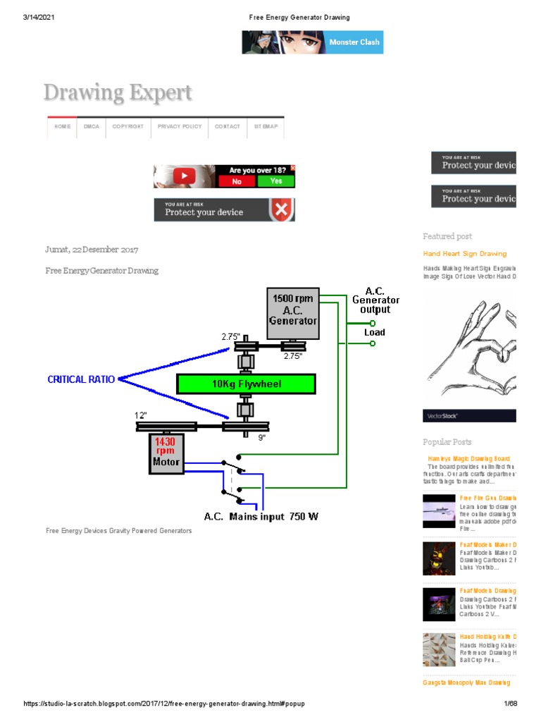 Free Energy Generator Drawing | PDF | Electric Generator | Electric Motor