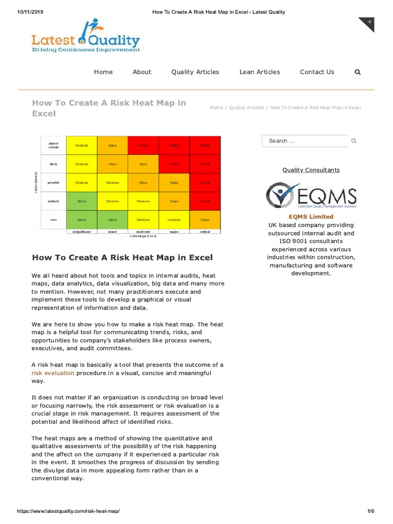 How To Create A Risk Heat Map in Excel - Latest Quality | PDF