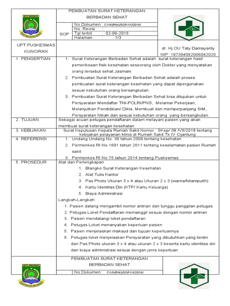 Sop Sks Puskesmas. | PDF