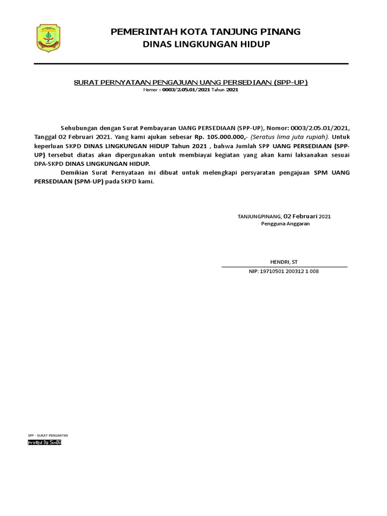 Surat Pernyataan UP | PDF