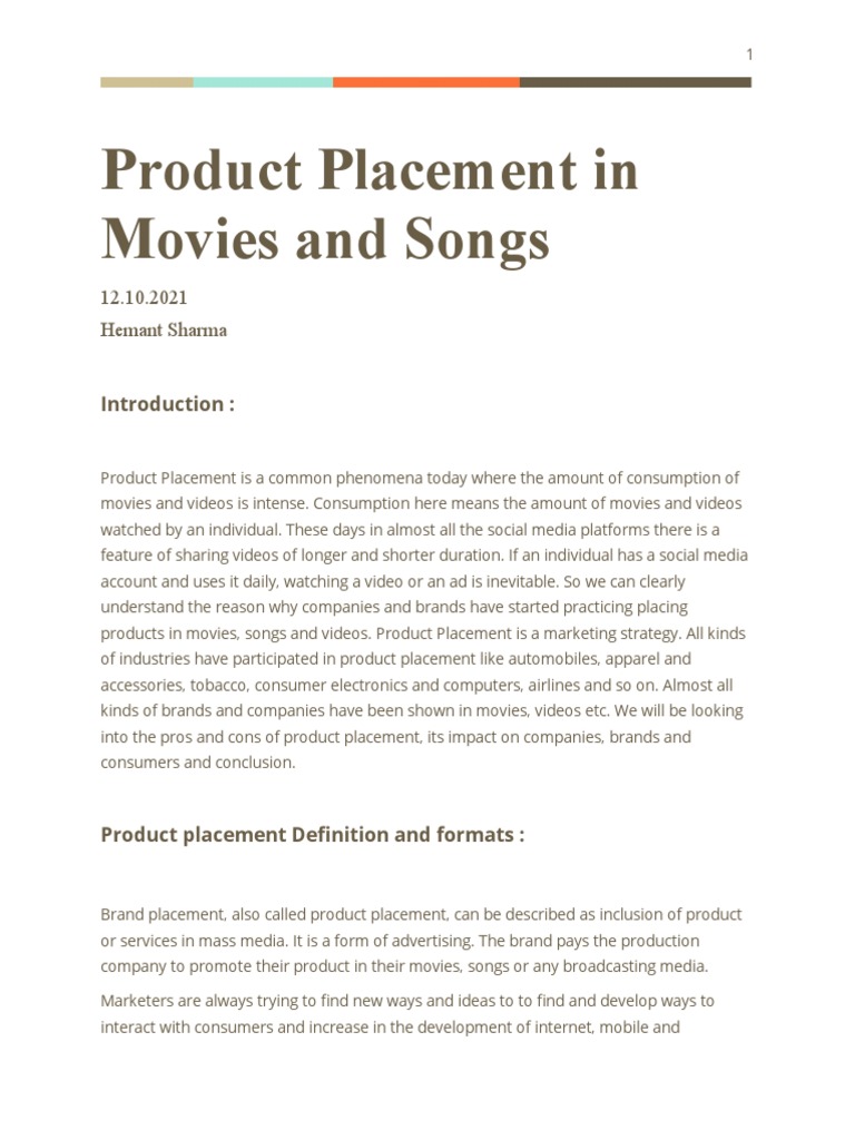 Product Placement in Movies and Songs (2) NEW AND IMPROVED | PDF | Mass ...