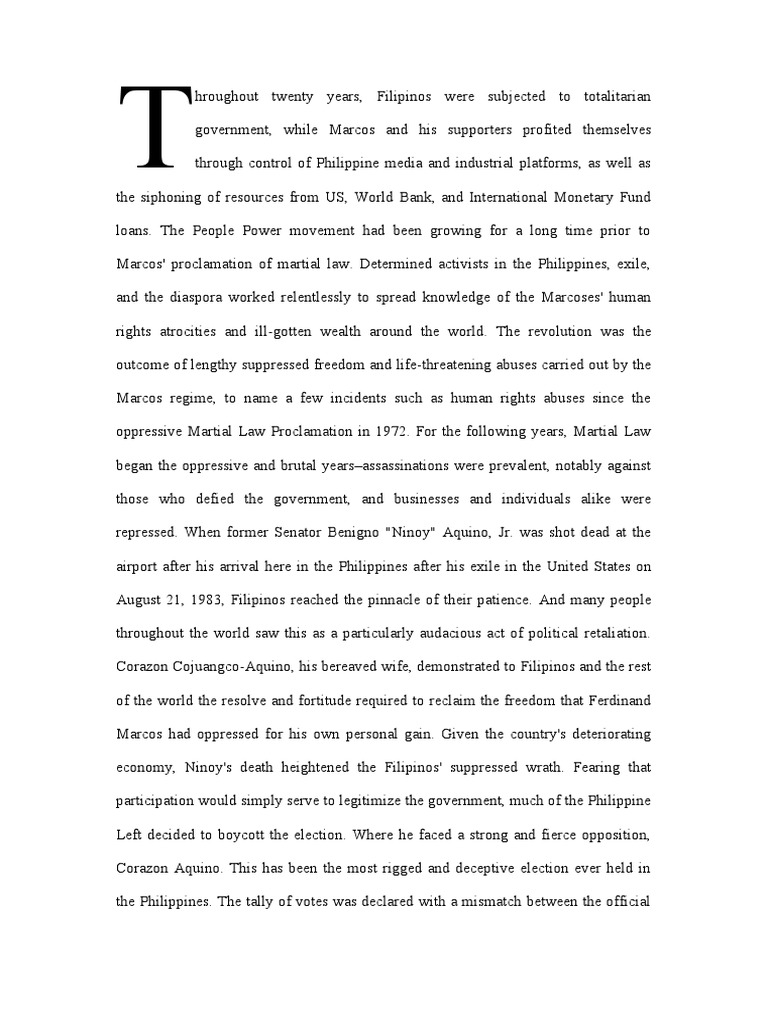 EDSA People Power Revolution Reflection | PDF | Philippines | Government